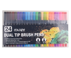 24-Piece Dual Tip Brush Pen Set | Stationery | Three6ixty Marketing ...